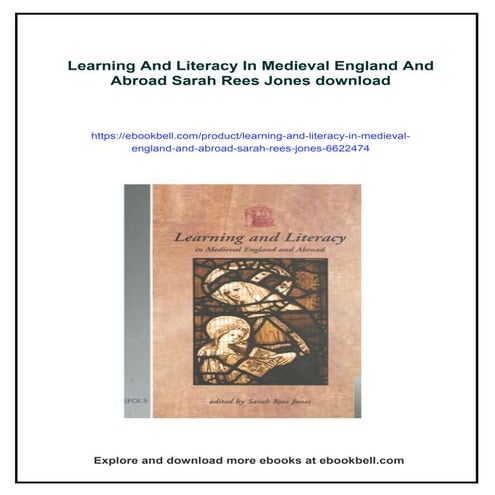 Learning And Literacy In Medieval England And Abroad Sarah Rees Jones | PDF