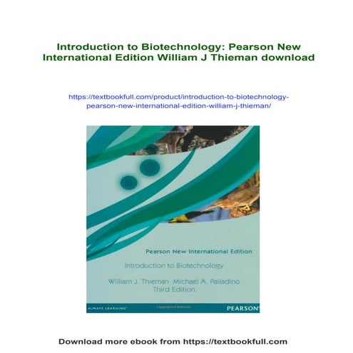 Introduction to Biotechnology: Pearson New International Edition ...