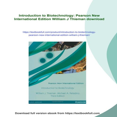 Introduction to Biotechnology: Pearson New International Edition ...
