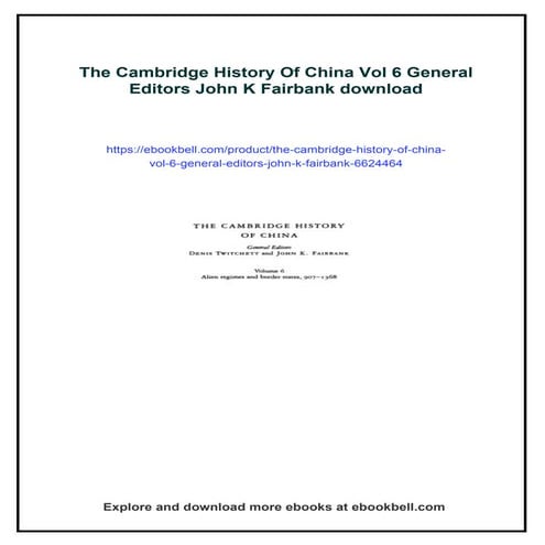 The Cambridge History Of China Vol 6 General Editors John K Fairbank | PDF