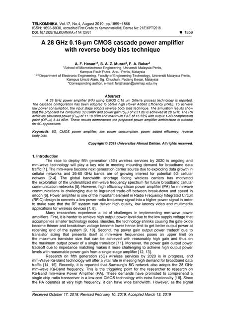 DESIGN OF 2.4 GHZ MMIC FEED FORWARD AMPLIFIER FOR WIRELESS APPLICATIONS ...