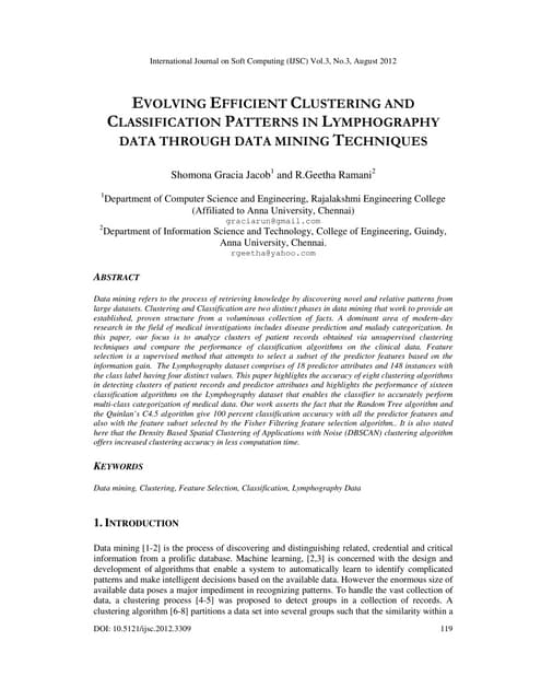 Evolving Efficient Clustering And Classification Patterns In 6374