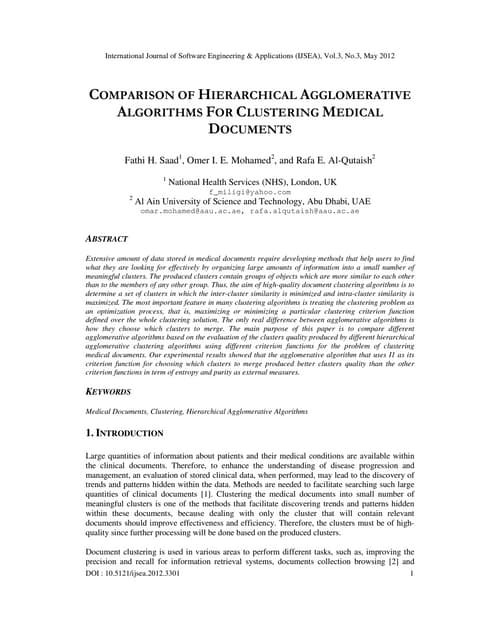 Comparison Of Hierarchical Agglomerative Algorithms For Clustering 5587