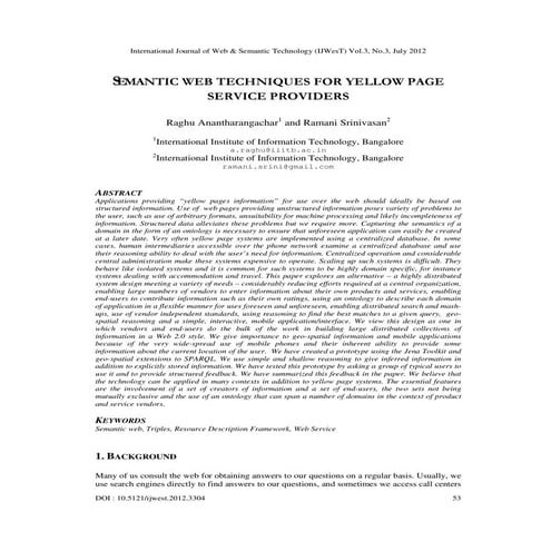 Semantic Web Techniques for Yellow Page Service Providers | PDF