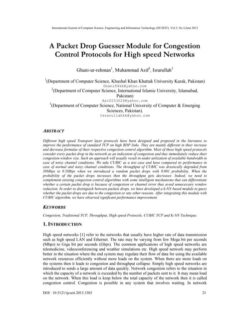 Congestion avoidance in TCP | PPSX