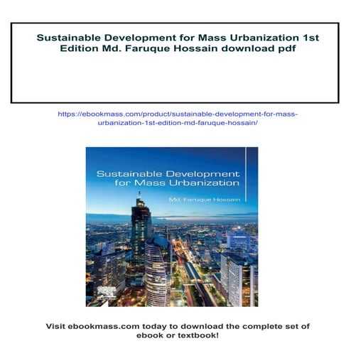 Sustainable Development for Mass Urbanization 1st Edition Md. Faruque ...