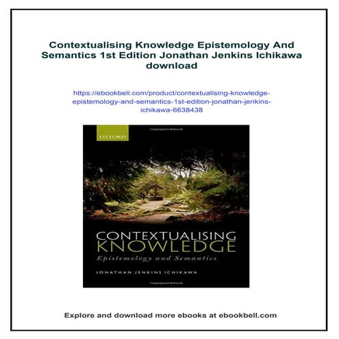 Contextualising Knowledge Epistemology And Semantics 1st Edition ...