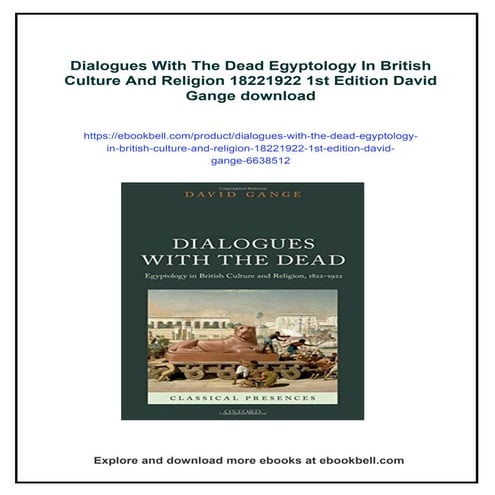 Dialogues With The Dead Egyptology In British Culture And Religion ...