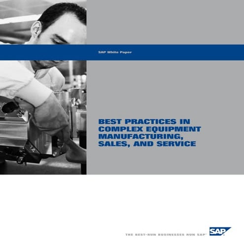Best Practices in Complex Equipment Manufacturing Sales, and Service | PDF