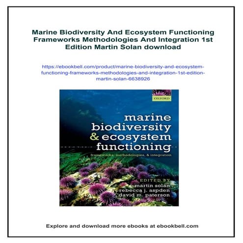 Marine Biodiversity And Ecosystem Functioning Frameworks Methodologies ...