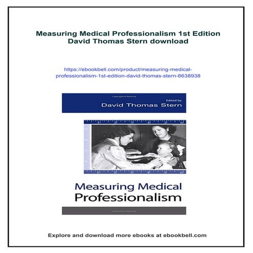 Measuring Medical Professionalism 1st Edition David Thomas Stern | PDF