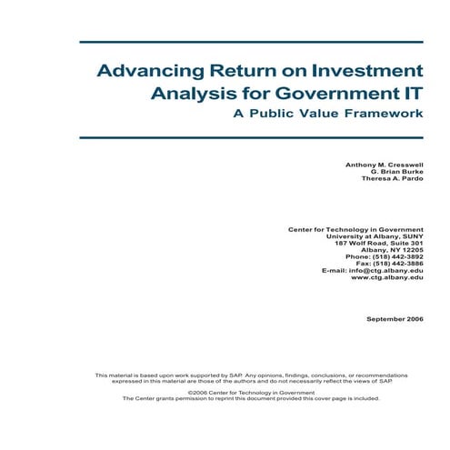 Public Value and ROI in the Government Sector | PDF