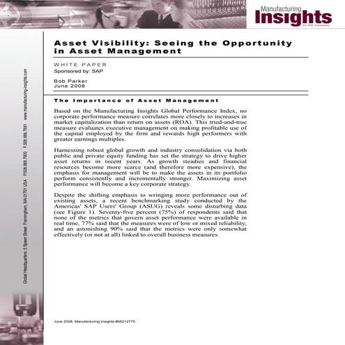 Asset Visibility: Seeing the Opportunity in Asset Management | PDF ...