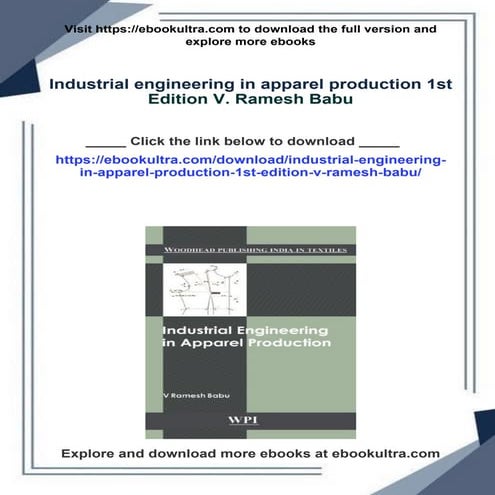 Industrial engineering in apparel production 1st Edition V. Ramesh Babu ...