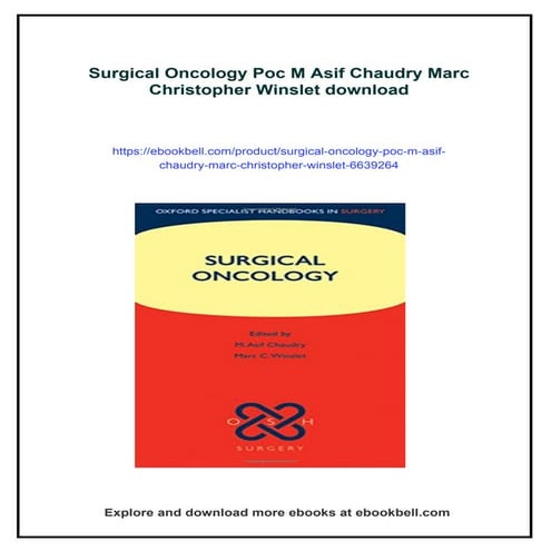 Surgical Oncology Poc M Asif Chaudry Marc Christopher Winslet | PDF