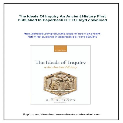The Ideals Of Inquiry An Ancient History First Published In Paperback G ...