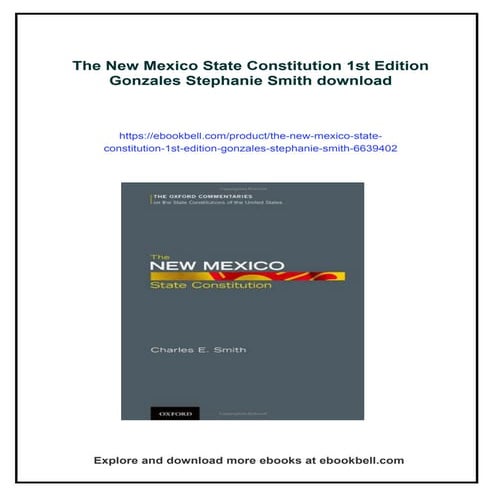 The New Mexico State Constitution 1st Edition Gonzales Stephanie Smith ...