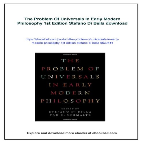 The Problem Of Universals In Early Modern Philosophy 1st Edition ...
