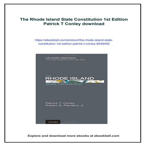 The Rhode Island State Constitution 1st Edition Patrick T Conley | PDF