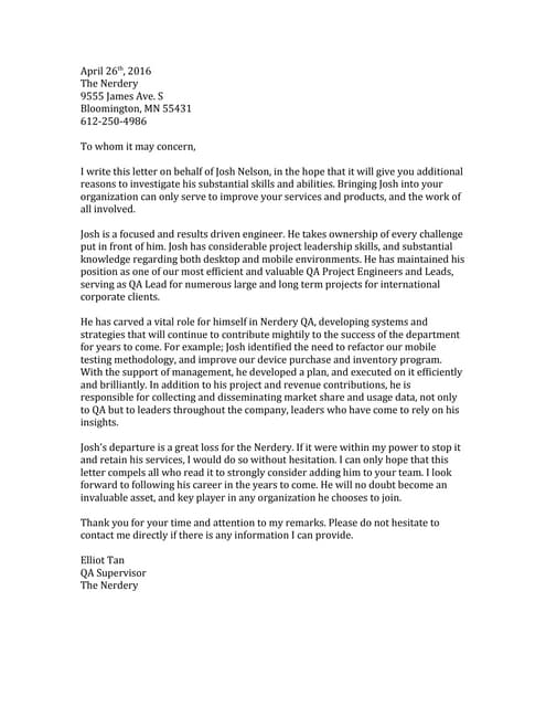 Randy Menk - Letter of Recommendation | PDF