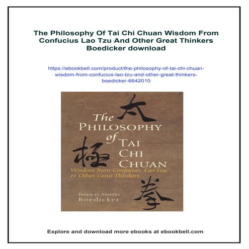 The Philosophy Of Tai Chi Chuan Wisdom From Confucius Lao Tzu And Other Great Thinkers Boedicker ...