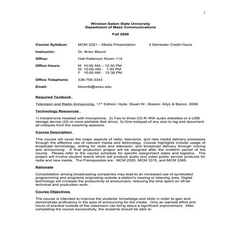 3321 Syllabus Revision August 11th Blount Revised | DOC