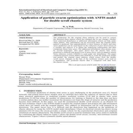Application of particle swarm optimization with ANFIS model for double scroll chaotic system ...