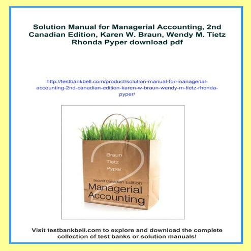 Solution Manual for Managerial Accounting, 2nd Canadian Edition, Karen ...