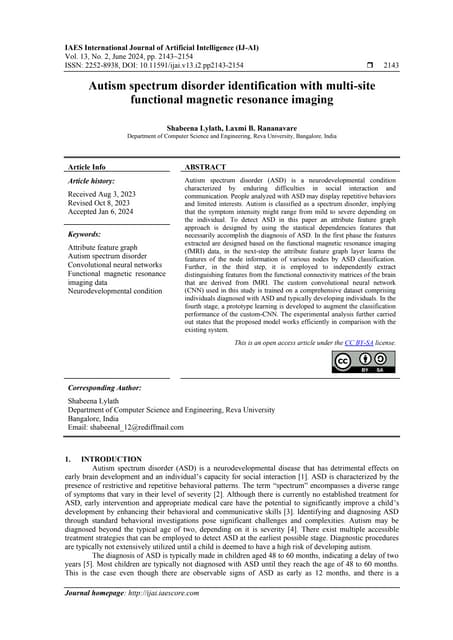 Autism Spectrum Disorder Detection with 2 Stage AI Model | PDF
