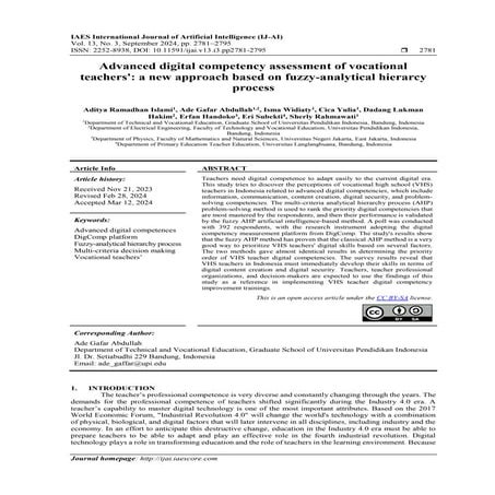 Advanced digital competency assessment of vocational teachers': a new approach based on fuzzy ...
