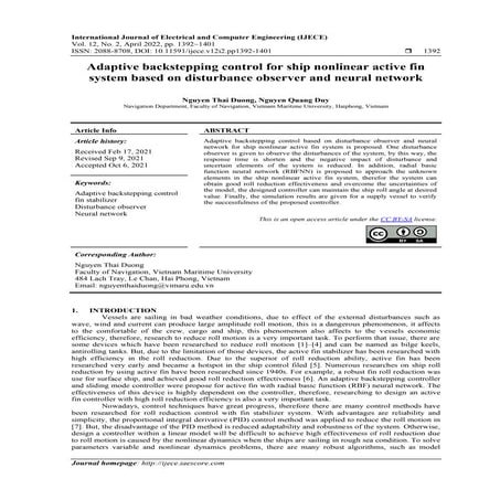 Adaptive Backstepping Control For Ship Nonlinear Active Fin System Based On Disturbance Observer