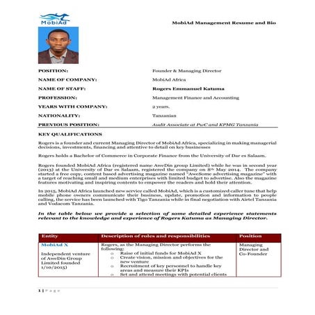 Rogers Katuma bio(cv) | PDF