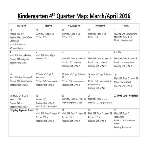 kindergarten 4th quarter map | DOCX