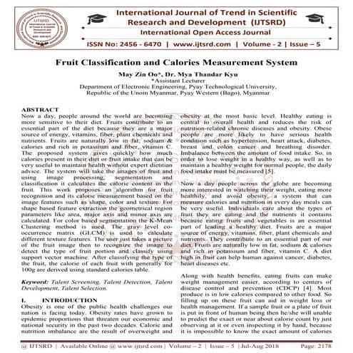 Fruit Classification and Calories Measurement System | PDF