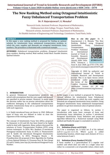 The New Ranking Method Using Octagonal Intuitionistic Fuzzy Unbalanced Transportation Problem Pdf 7014