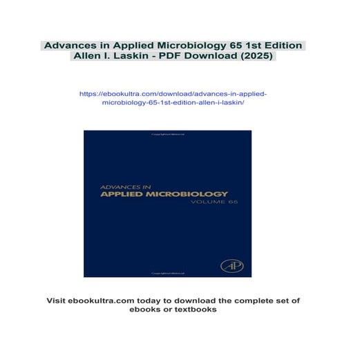 Advances in Applied Microbiology 65 1st Edition Allen I. Laskin | PDF
