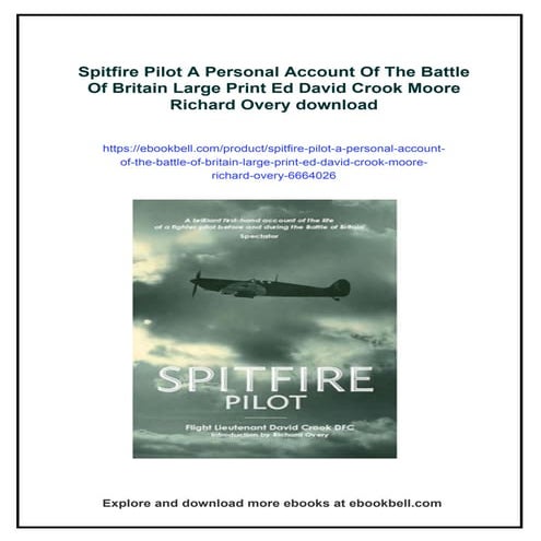 Spitfire Pilot A Personal Account Of The Battle Of Britain Large Print Ed David Crook Moore ...
