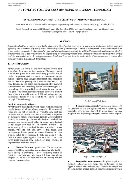 Electronic Toll Collection System based on Radio Frequency ...