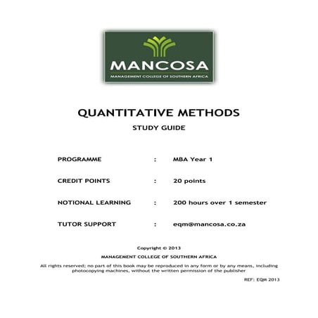 Important Quantitative Methods by MBA Classes in Mumbai | PDF
