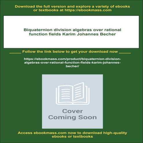 Biquaternion division algebras over rational function fields Karim Johannes Becher | PDF