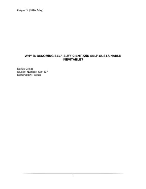 DARIUS GRIGAS SELF-SUSTAINABILITY AND SELF-SUFFICIENCY | PDF DARIUS GRIGAS SELF-SUSTAINABILITY AND SELF-SUFFICIENCY | PDF
