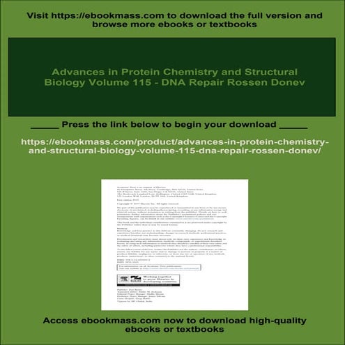 Advances in Protein Chemistry and Structural Biology Volume 115 - DNA Repair Rossen Donev | PDF
