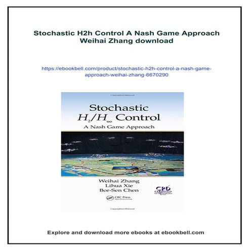 Stochastic H2h Control A Nash Game Approach Weihai Zhang | PDF