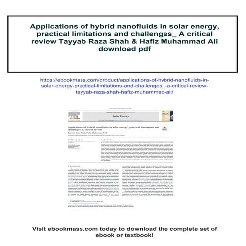 Applications of hybrid nanofluids in solar energy, practical limitations and challenges_ A ...