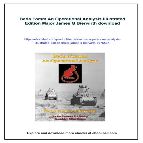 Beda Fomm An Operational Analysis Illustrated Edition Major James G ...