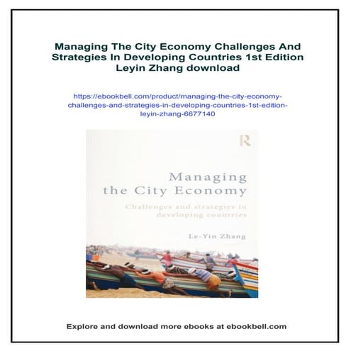 Managing The City Economy Challenges And Strategies In Developing ...