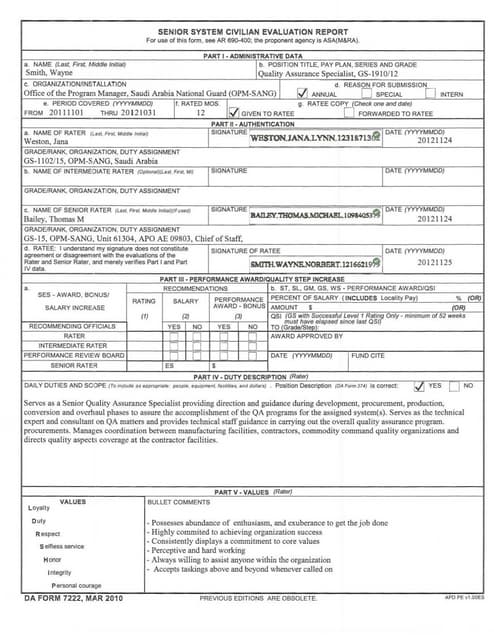 Sample Award Recommendation DA Form 638 | PDF | Physical Therapy | Wellness
