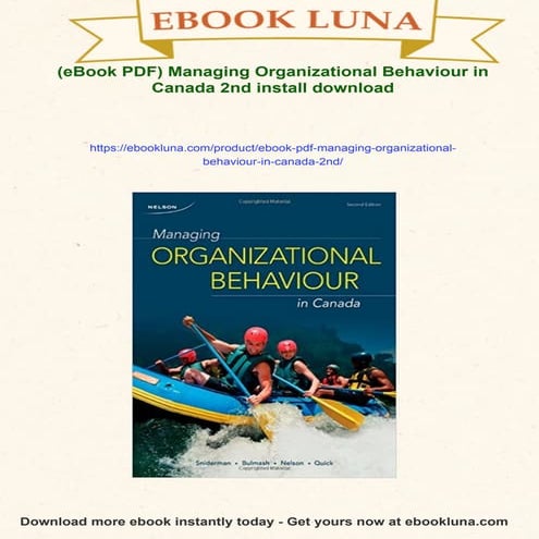 (eBook PDF) Managing Organizational Behaviour in Canada 2nd | PDF