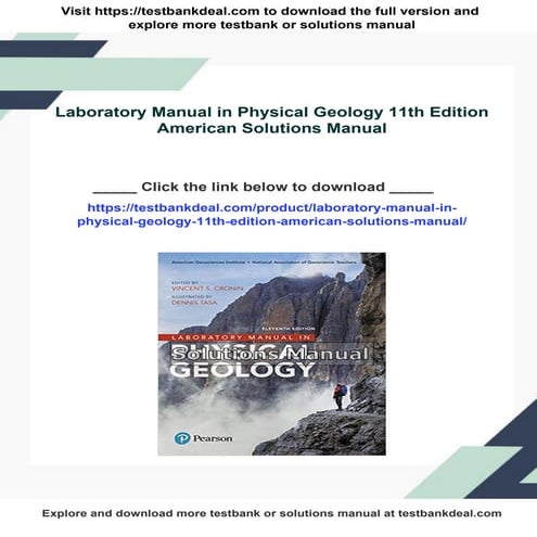 Laboratory Manual in Physical Geology 11th Edition American Solutions Manual | PDF