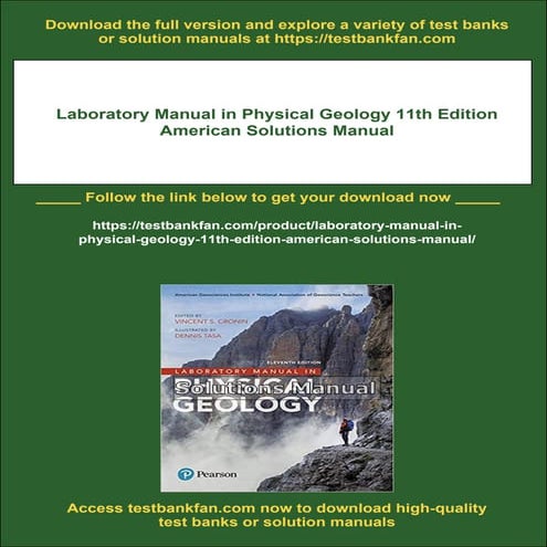 Laboratory Manual in Physical Geology 11th Edition American Solutions Manual | PDF